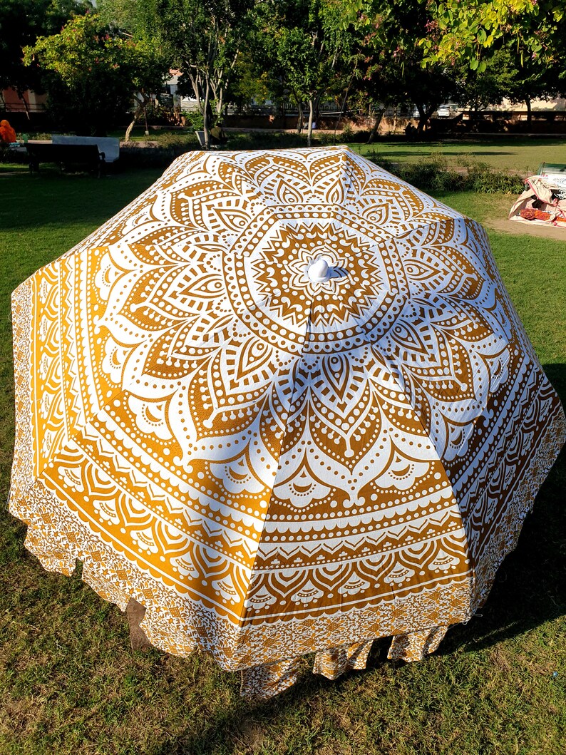 Indian Handmade Yellow Color Mandala Umbrella Sun Shade - Etsy