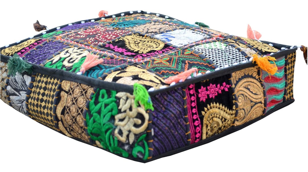 Pouf Ottoman Coverindian Handmade Square Pouf Vintage Floor Cushion Cover 100% Cotton Patchwork ...