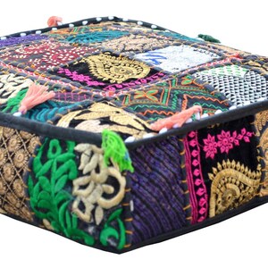 Pouf Ottoman Coverindian Handmade Square Pouf Vintage Floor Cushion Cover 100% Cotton Patchwork ...