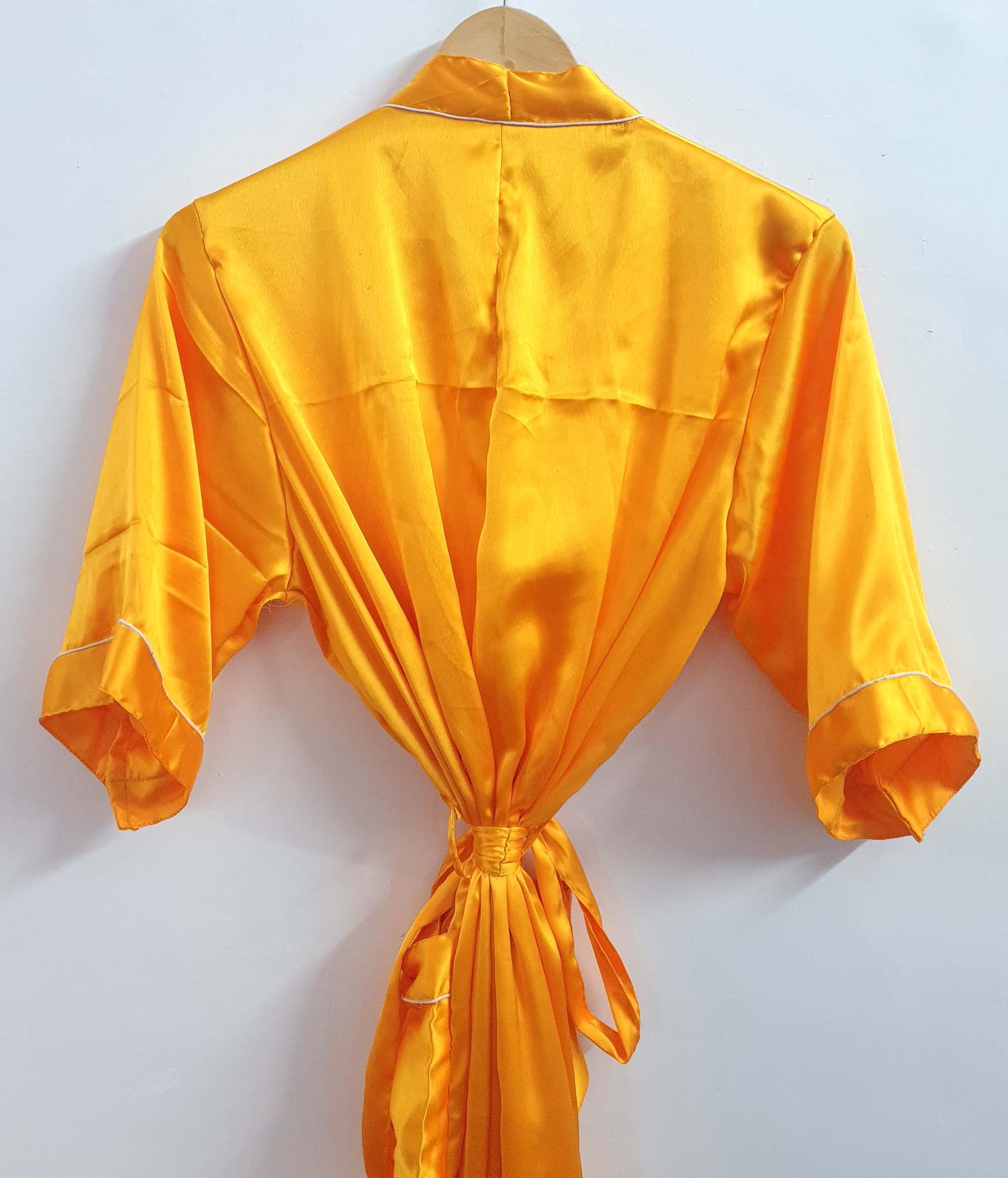 Yellow Robe Dressing Gown Yellow Satin RobeBridesmaid | Etsy
