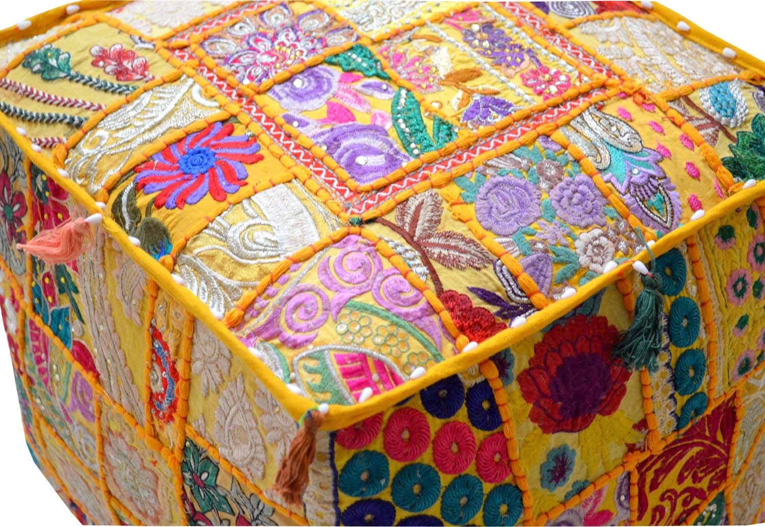 Indian Vintage Square Pouf Cover 100% Cotton Patchwork Large - Etsy