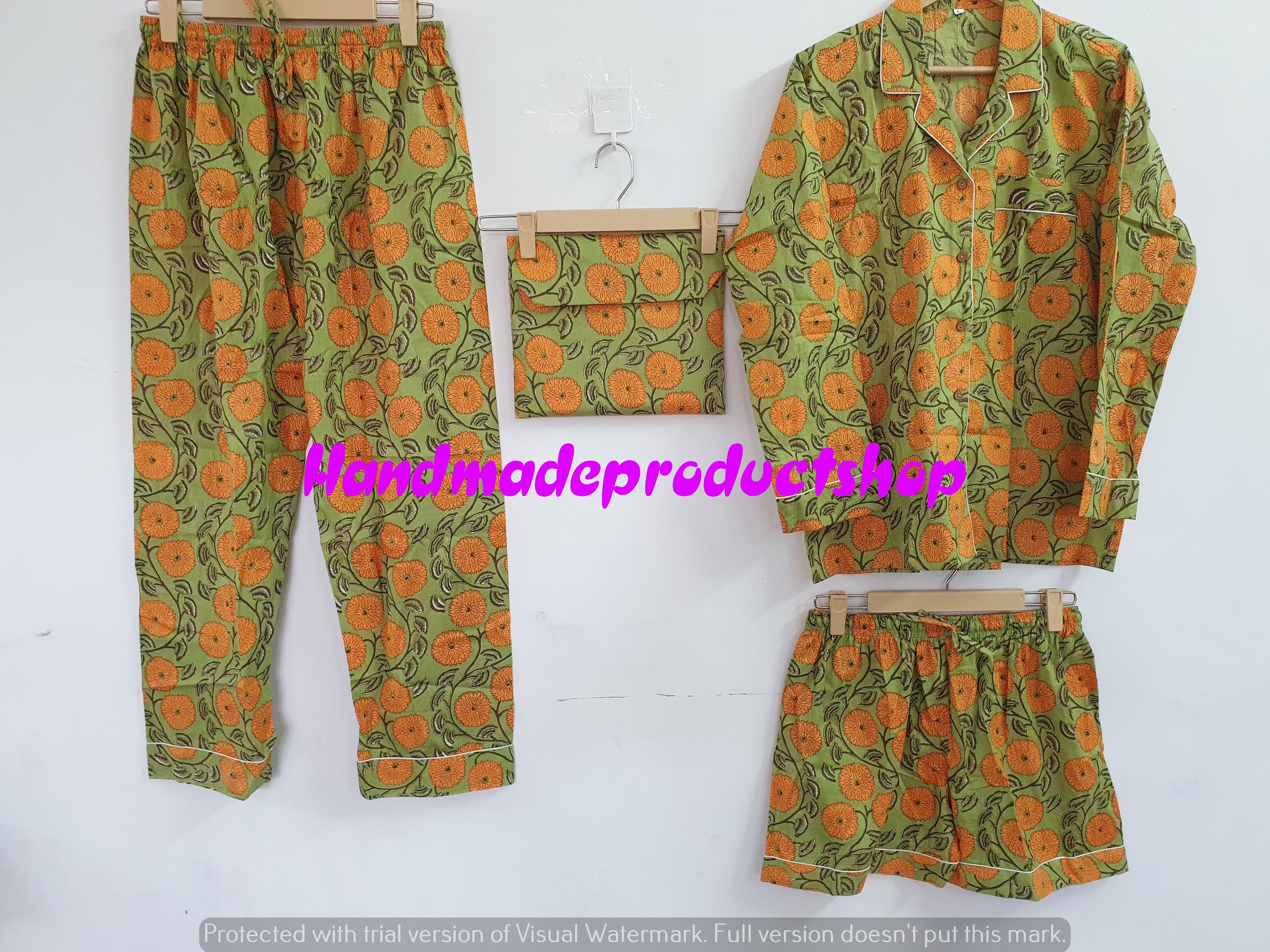 Green Pajama Set Cotton Pajamas Set 100% Cotton Light - Etsy