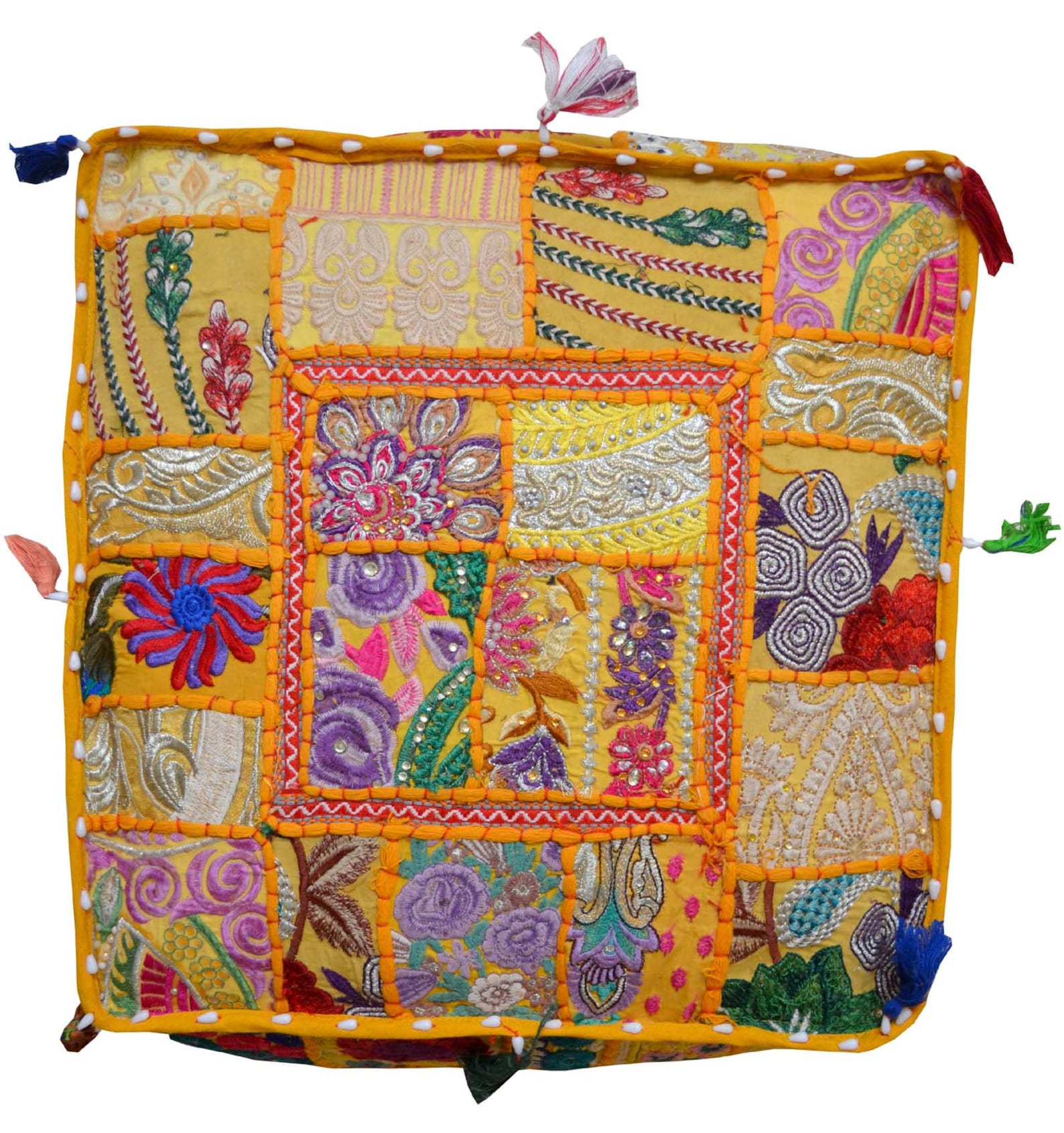 Indian Vintage Square Pouf Cover 100% Cotton Patchwork Large - Etsy