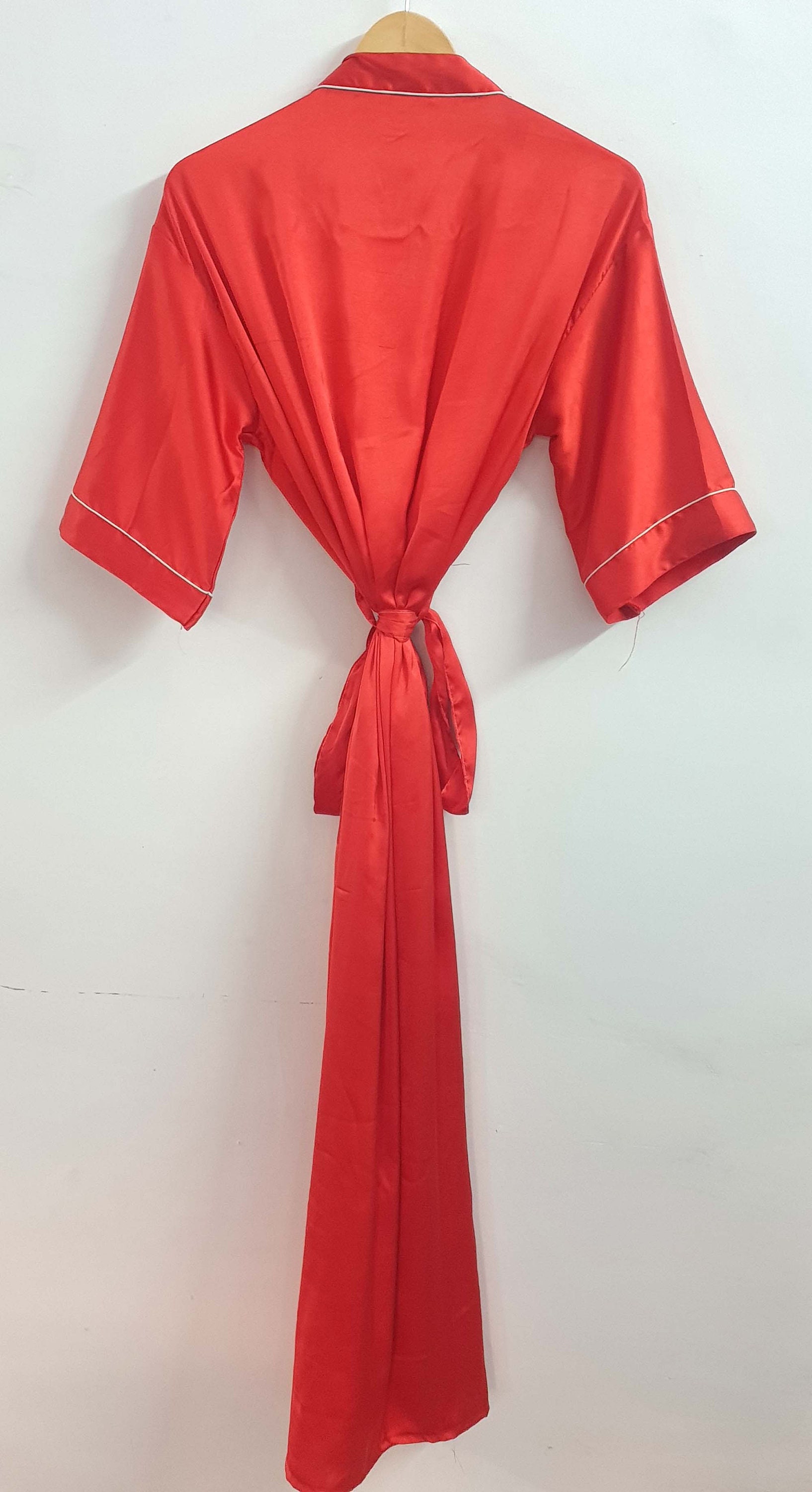 Red Robe Red Dressing Gown Red Satin Robe Red Bridesmaid | Etsy