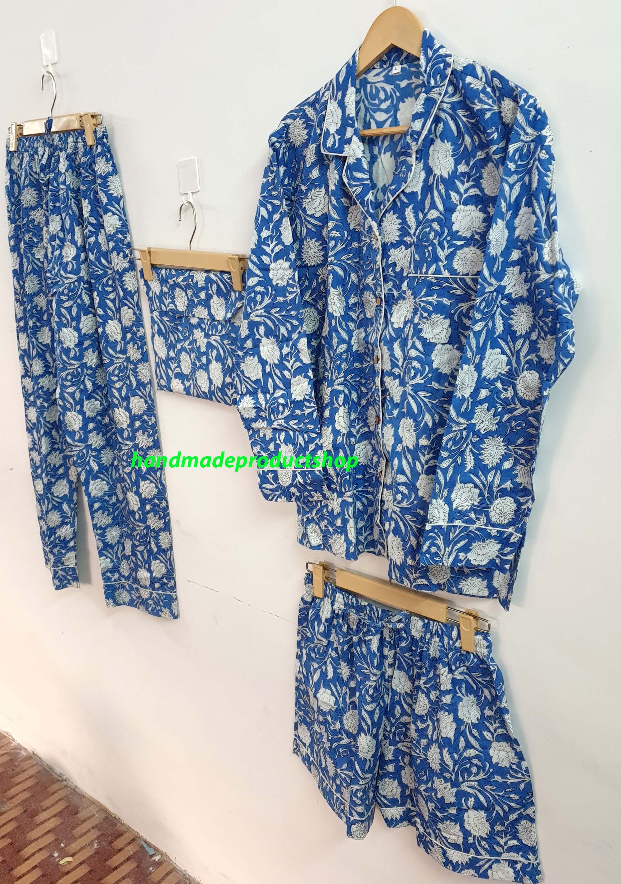 Handblock Print Night Shut Pajama Set With Hot Pant Night - Etsy