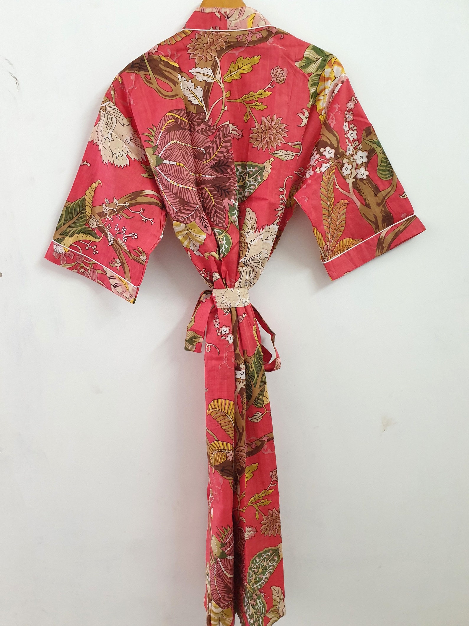 Cotton Kimono Floral Print Kimono Robe Kimono Cover up Bath | Etsy