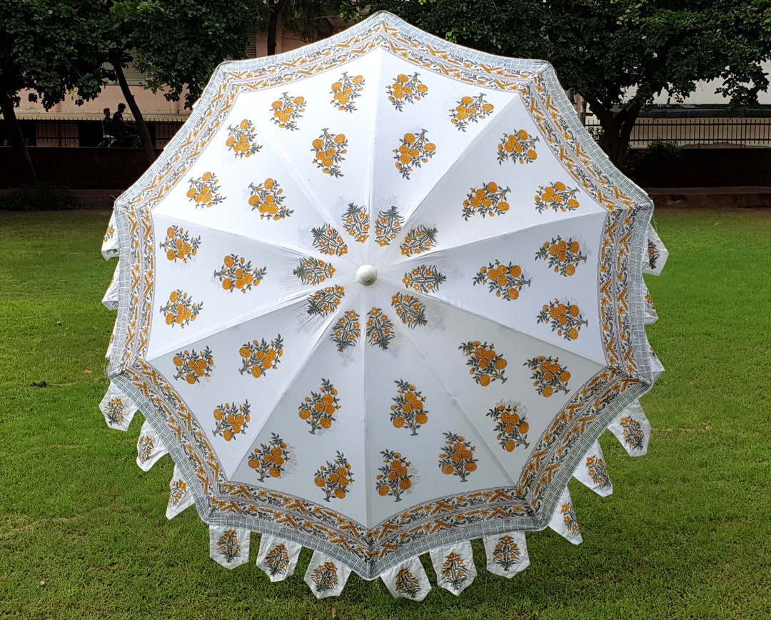 Indian Block Print Umbrella Dia. 72''sun Hade Beach - Etsy