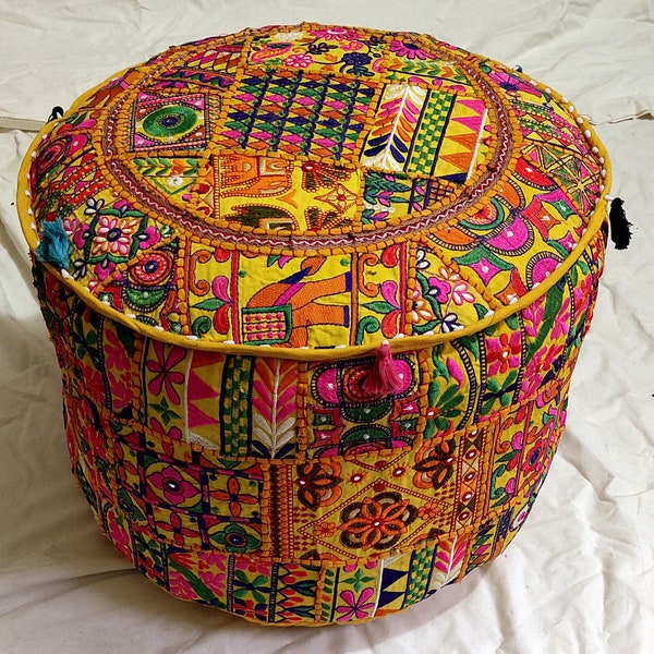 Yellow Pouf - Etsy UK