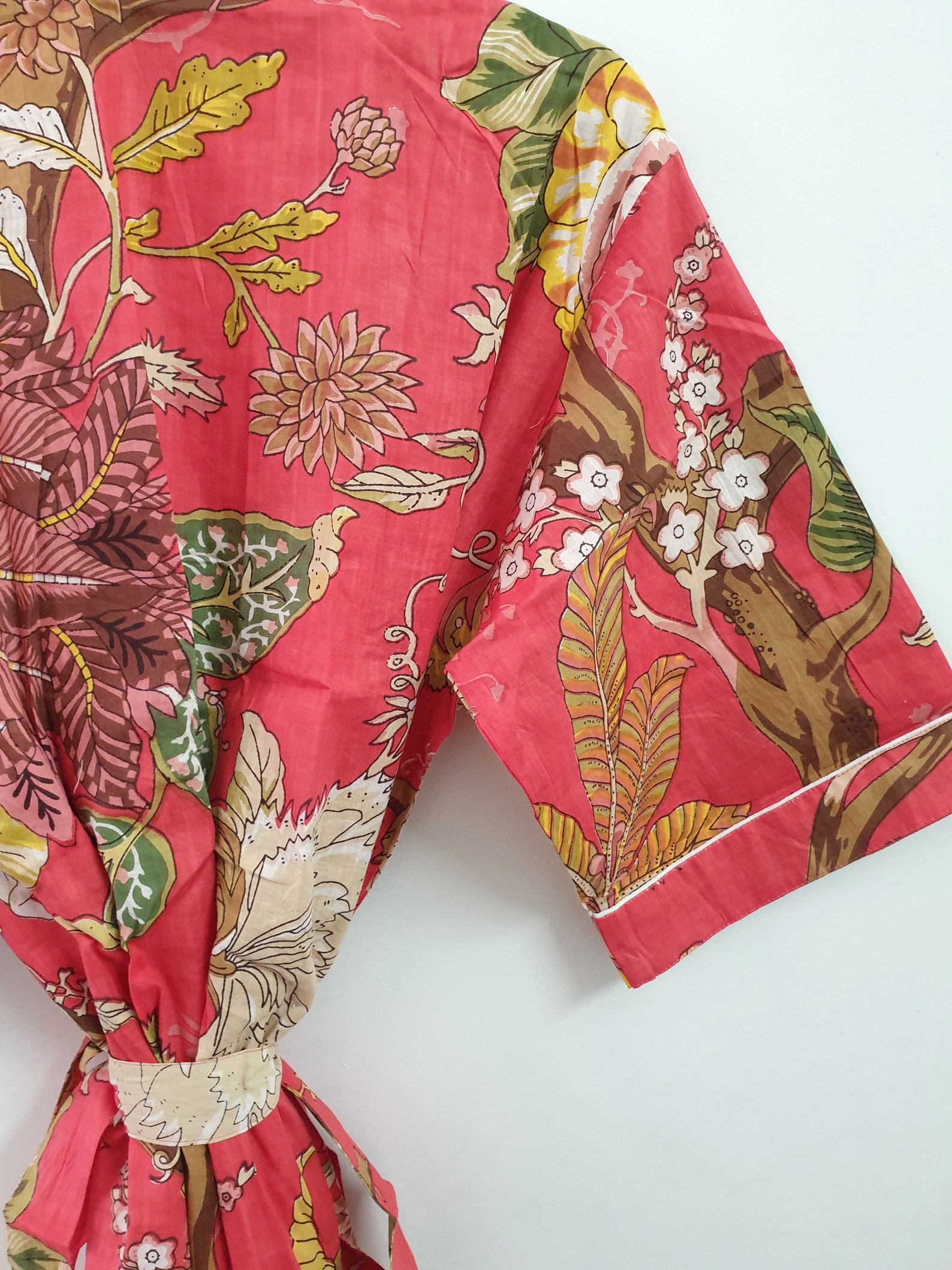Cotton Kimono Floral Print Kimono Robe Kimono Cover up Bath | Etsy