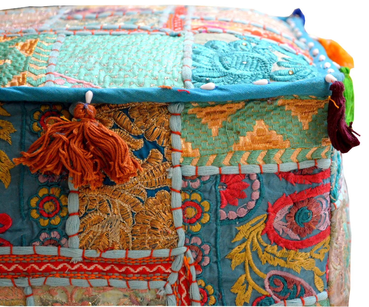 Indian Vintage Square Pouf Cover 100% Cotton Handmade - Etsy