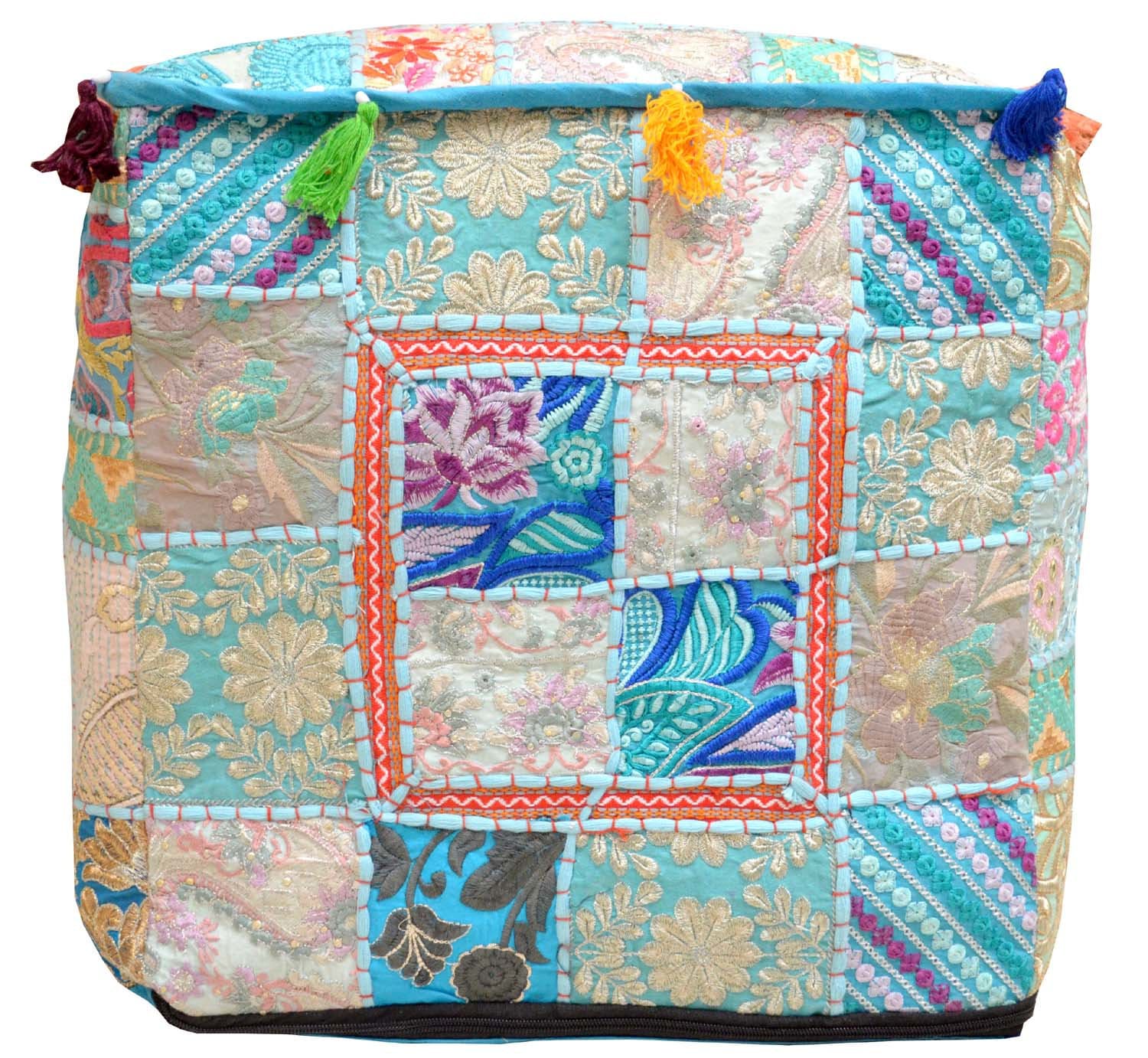 Indian Vintage Square Pouf Cover 100% Cotton Handmade - Etsy