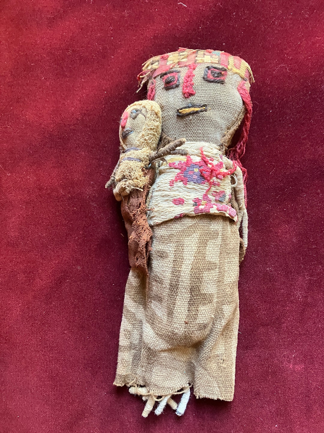 Ancient Pre Colombian Chancay 500 Year Old Fabric Peruvian Burial Doll ...