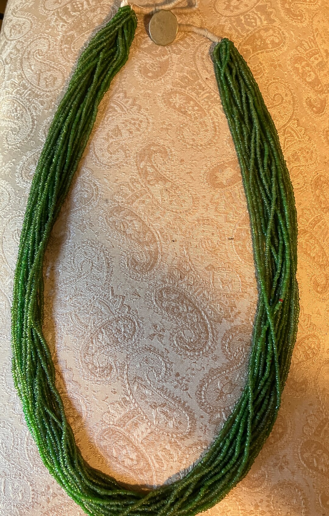 Nepalí Newari Vintage Green Glass Bead 18 Strand Traditional Necklace ...