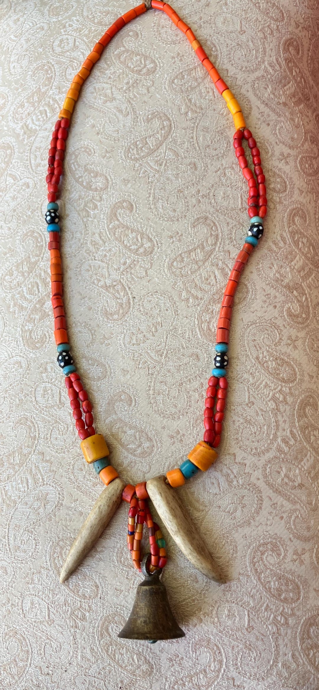 Nagaland Shaman Vintage Ethnic Tribal Tooth Bell Bead Necklace # 43 ...