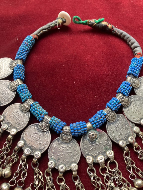 Afghan Kuchi vintage tribal blue bead coin original c… - Gem