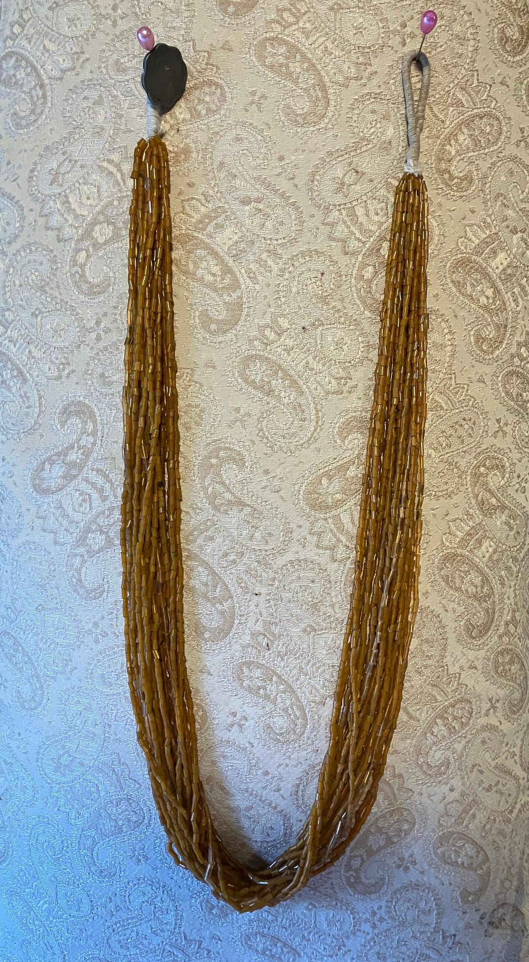 Nepal Newari “potey” Golden Glass Tube Vintage Traditional Bead ...