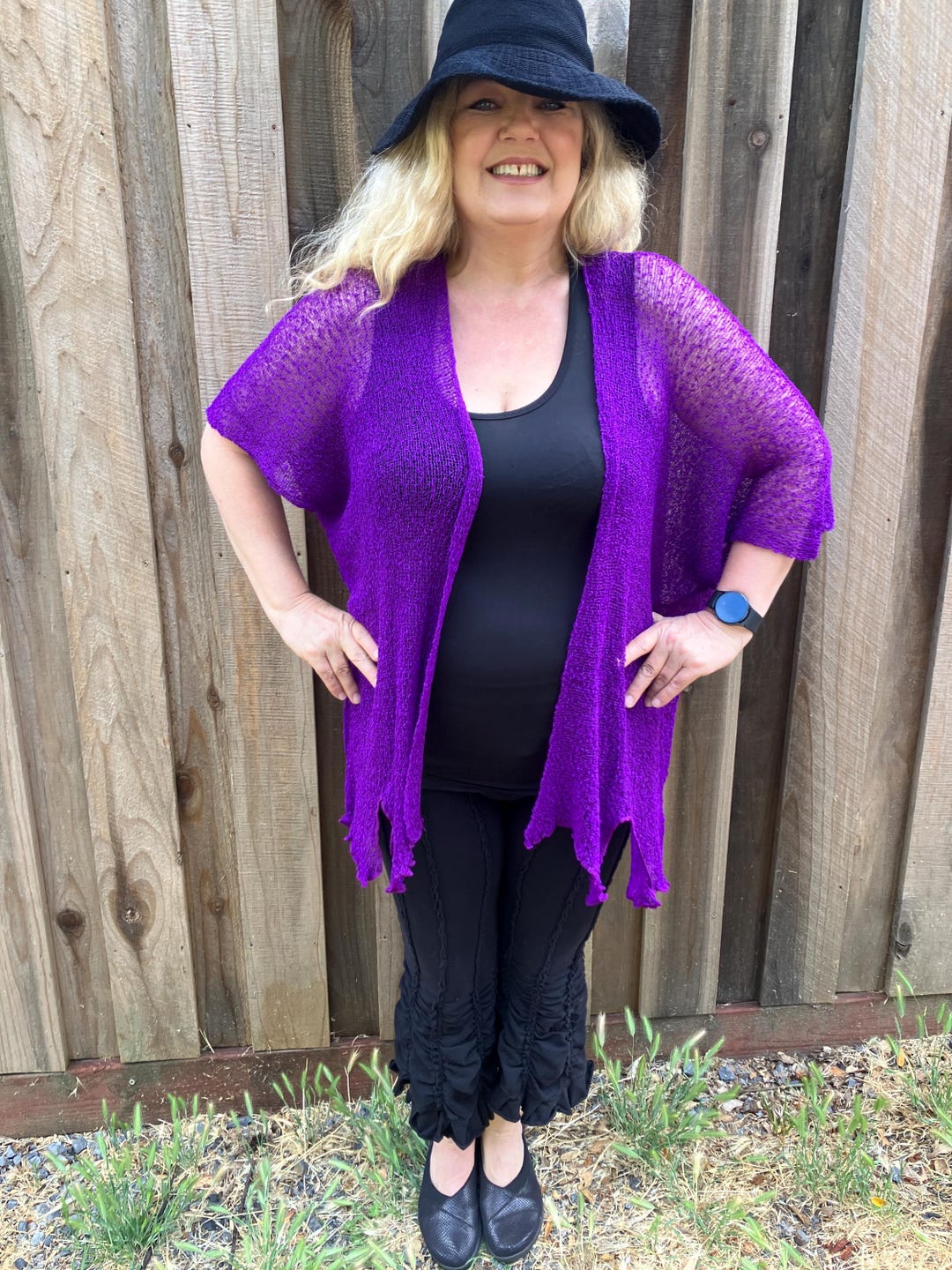 Purple Sheer Knit Duster Jacket: Lightweight Travel Cover-up - Etsy