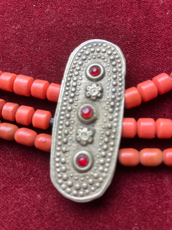 Vintage Kailash tribal Kuchi coral colored glass bead… - Gem