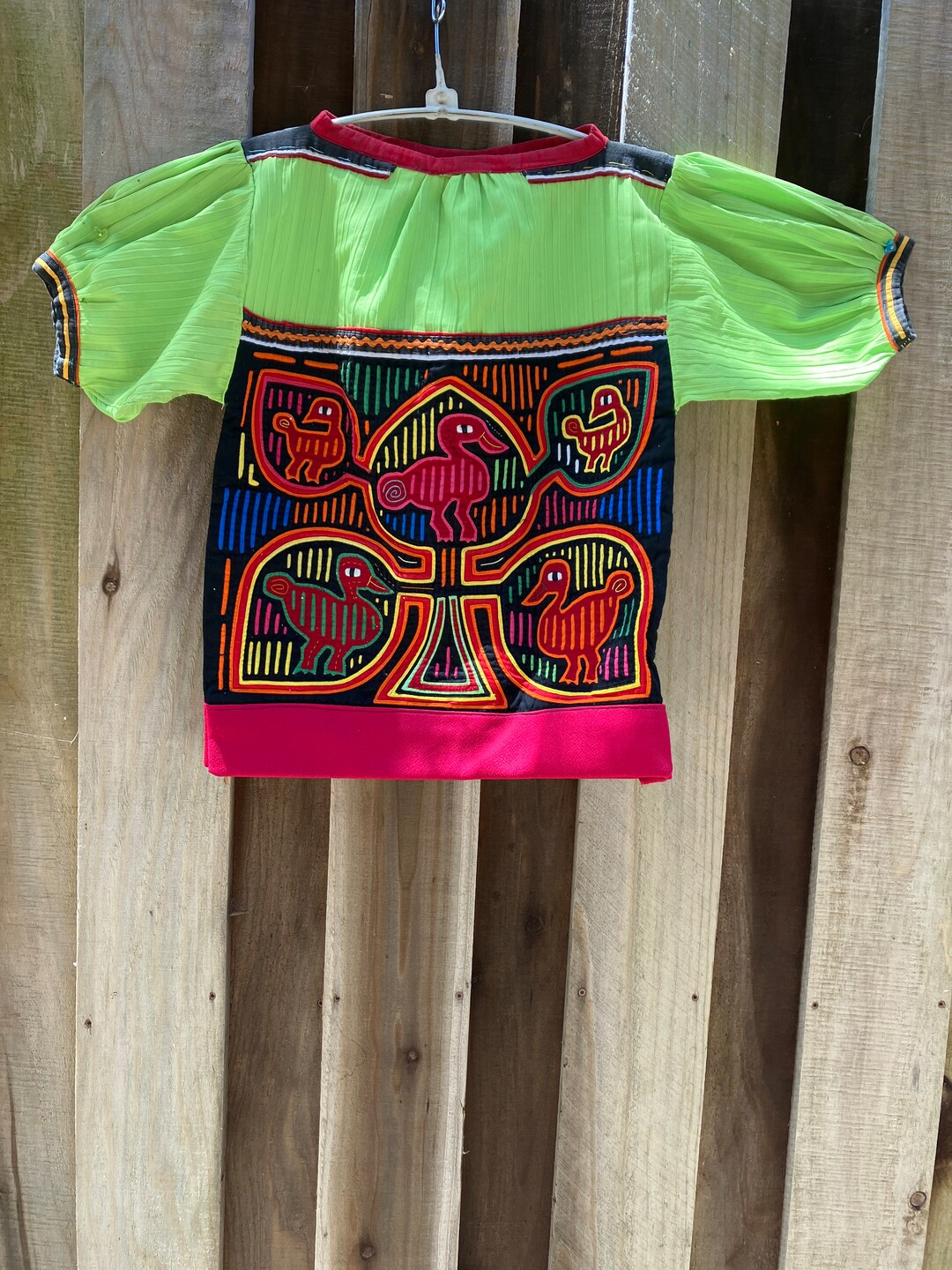 San Blas Cuna Tribal Traditional Mola Shirt Vintage Costume 194 . FREE ...