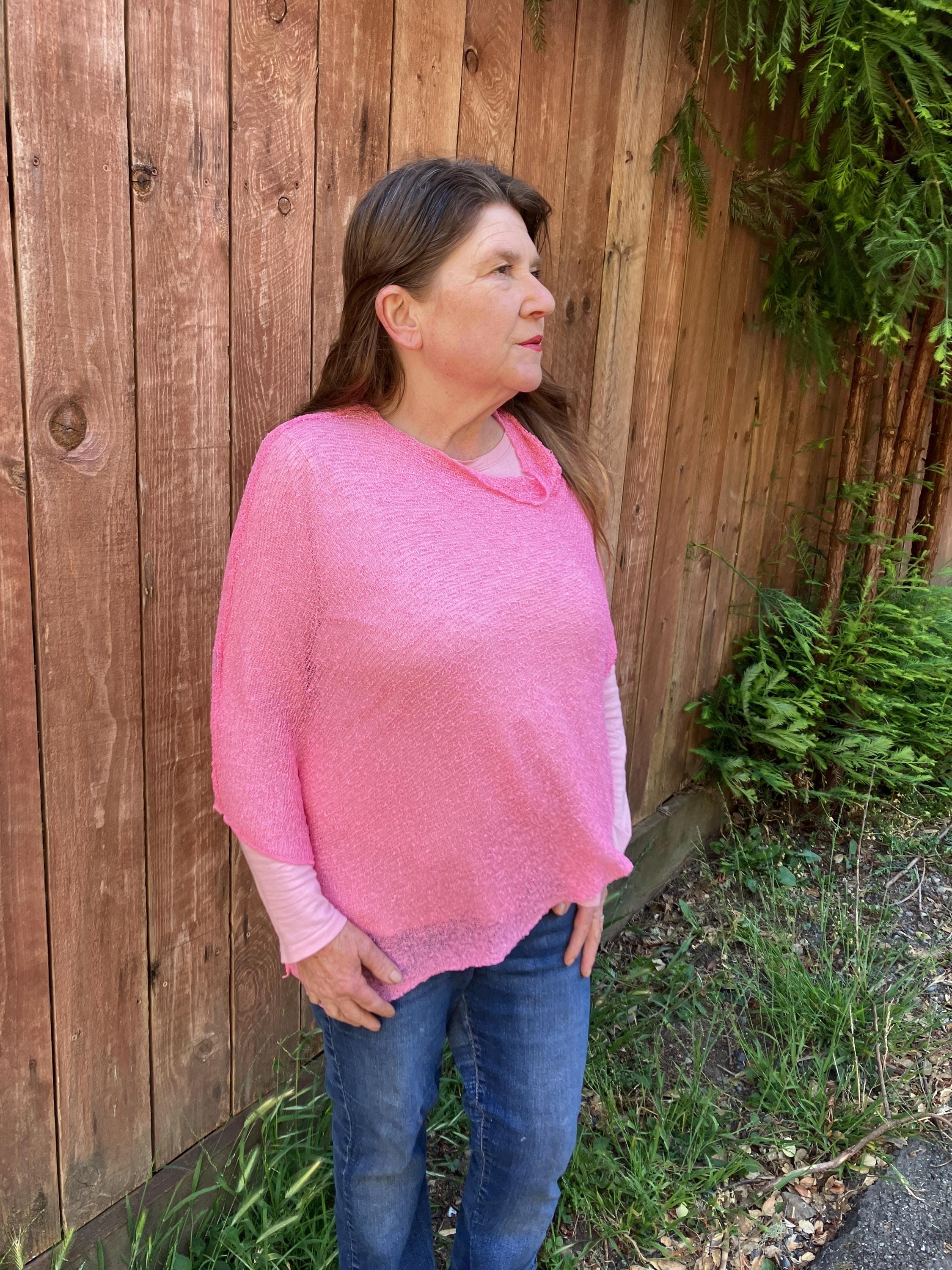SALE Bali Pink Knit Poncho - Light Weight -wedding- Bridesmaids Arm ...