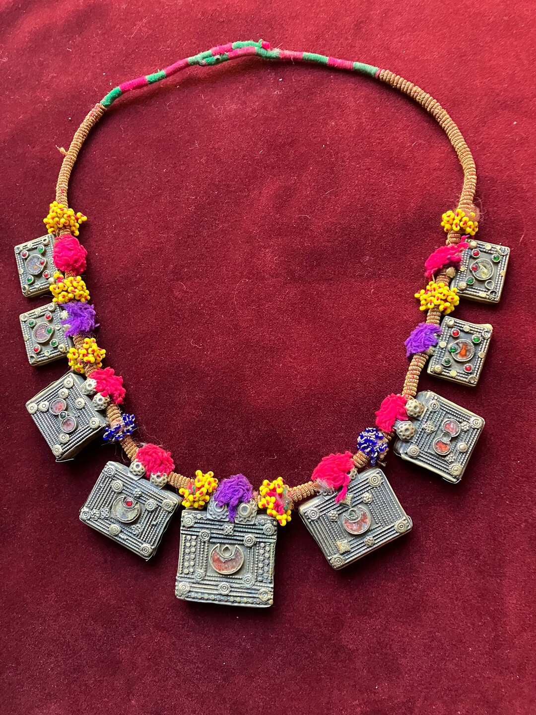 Vintage Kuchi Afghan Tribal Prayer Box Necklace: Collectible Costume ...