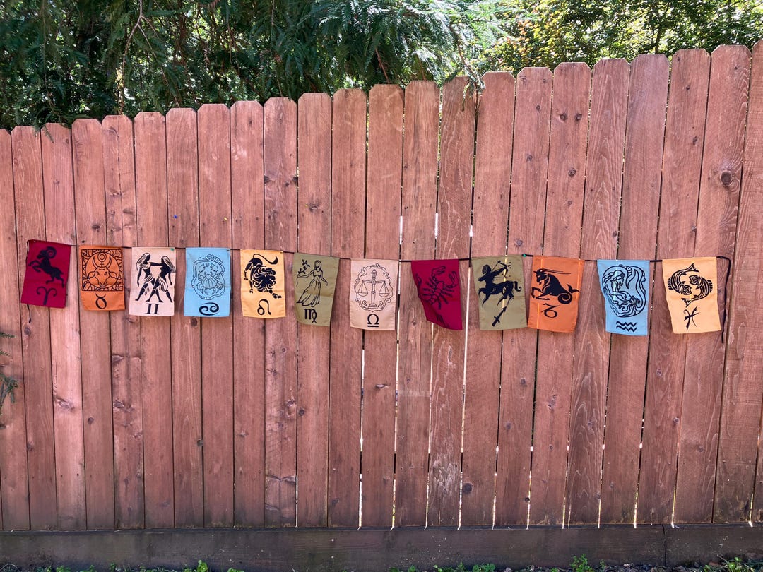 Astrology Zodiac Signs Meditation Garden Art Banner 12 Astrology Flags ...