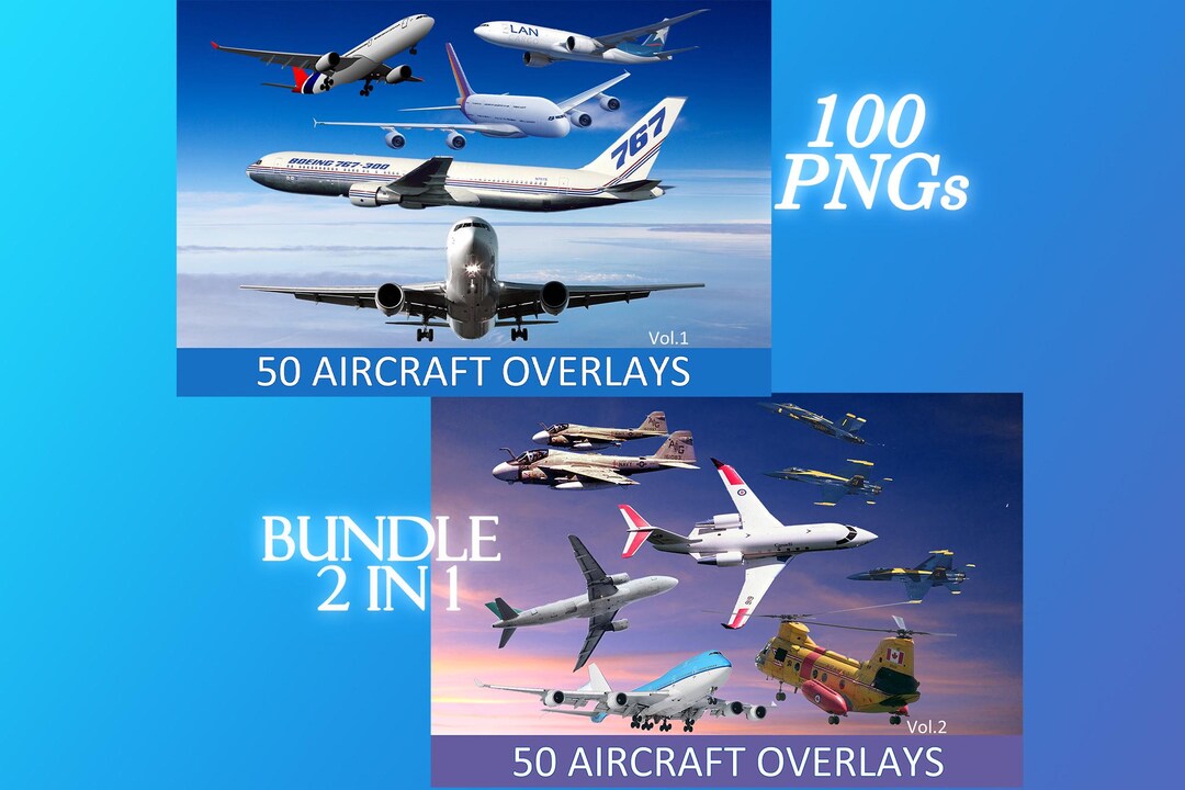 100 Airplane Overlays, Aircraft PNG Bundle, Military Flying Airplane - Etsy