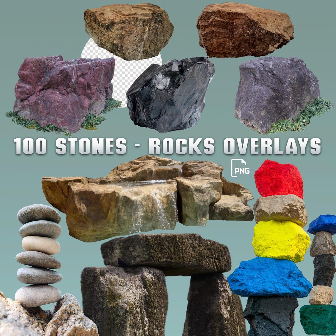 100 Stones Overlays, Rocks Isolated PNG, Mineral Ground, Rocky Cliff ...