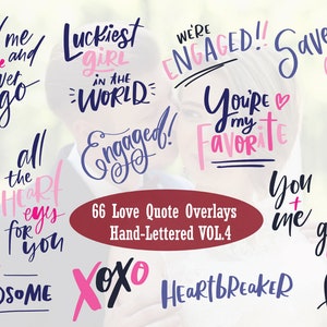 50 Love Quote Overlays VOL.4 Hand-lettered Photo Overlays, Valentine's ...