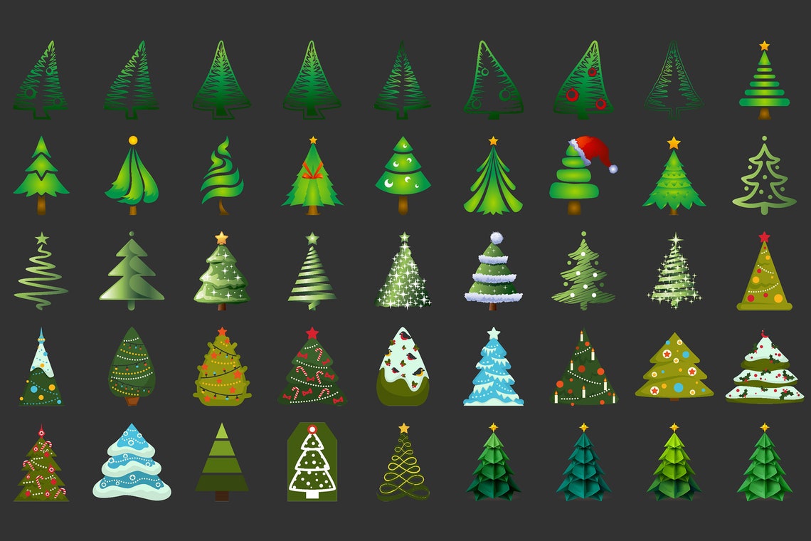 100 Christmas Tree Clipart Christmas Tree Overlays for - Etsy