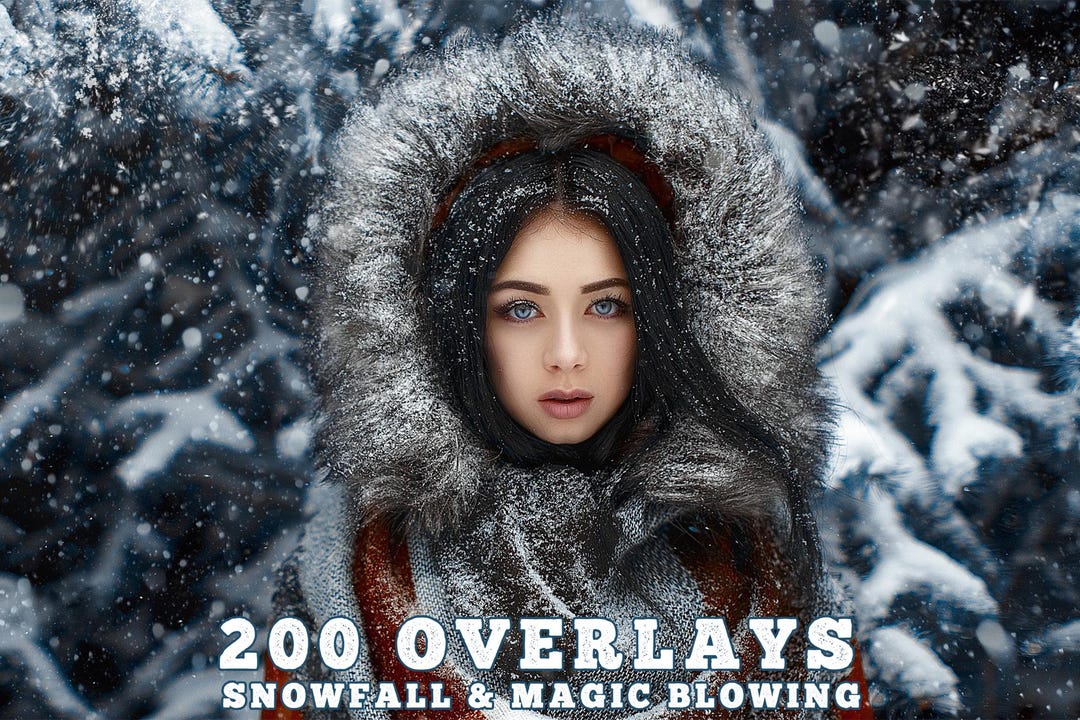 200 Snowfall and Magic Blowing Snow Photo Overlays, Christmas Holiday ...