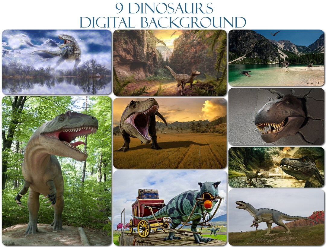 9 Dinosaur Digital Backdrop T-rex, Rex Dinosaur Background, Digital ...
