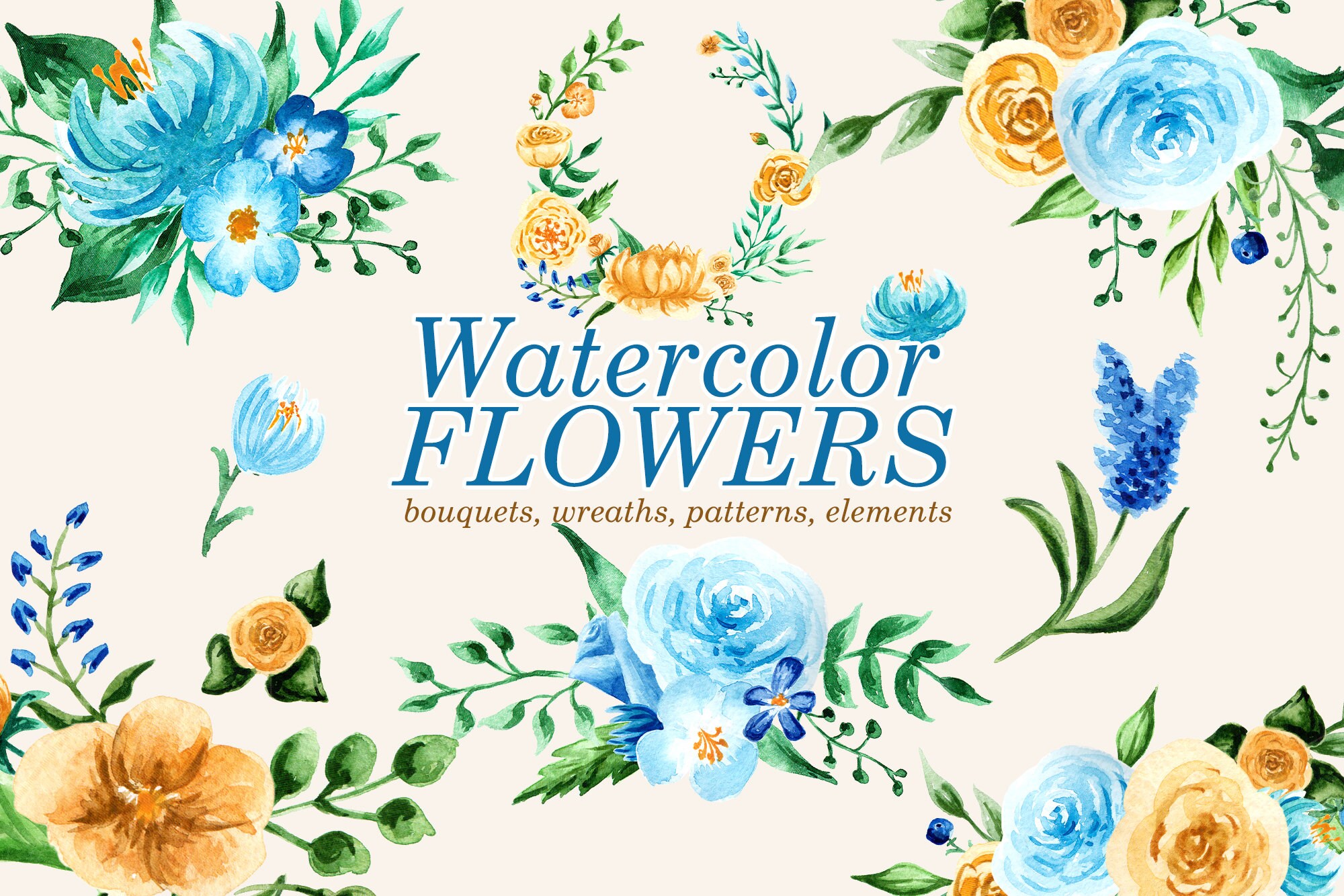 Watercolor Flowers Floral Clip Art Bouquets Floral Border - Etsy