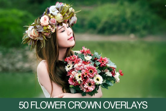 50 Flower Crown Overlays Flower Headband Overlays Floral | Etsy