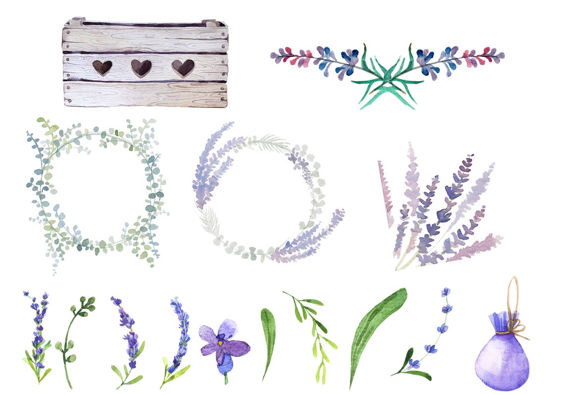Bundle Watercolor Lavender Overlays Lavender Spring Lavender - Etsy