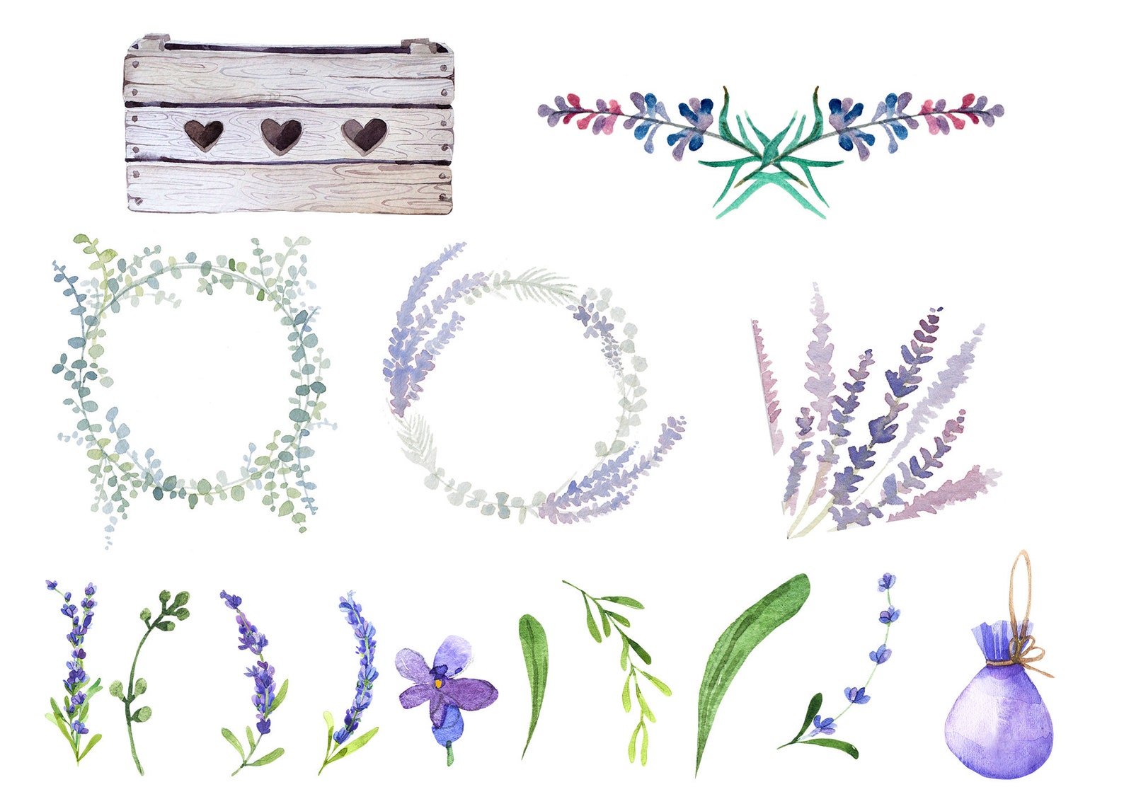 Bundle Watercolor Lavender Overlays Lavender Spring Lavender - Etsy