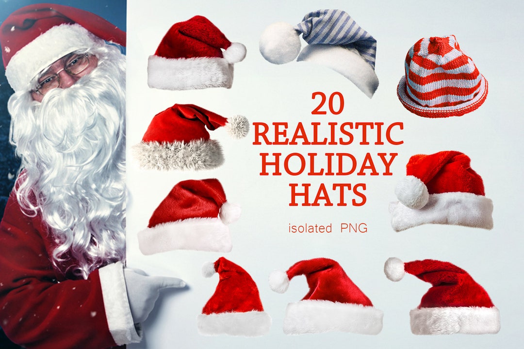 20 Realistic Christmas Hats, Photoshop Overlay, Christmas Overlays ...