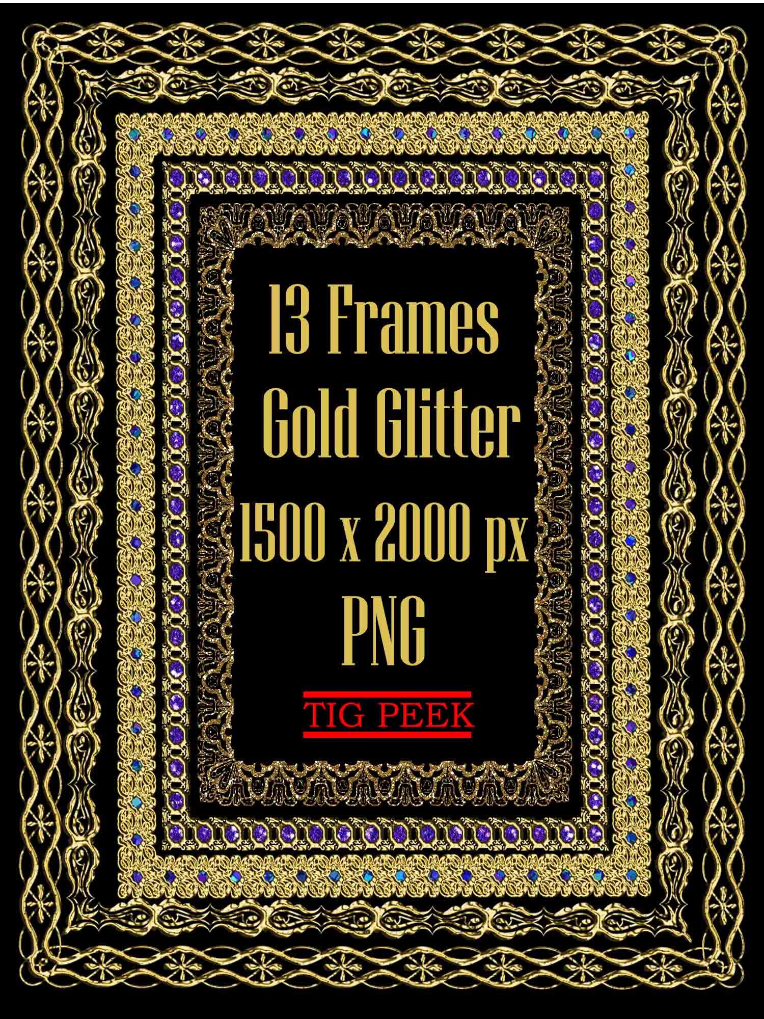 13 Gold Glitter Frames Clipart Digital Glitter Frame Golden - Etsy