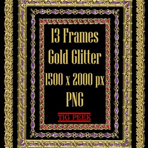 13 Gold Glitter Frames Clipart, Digital Glitter Frame, Golden Confetti ...