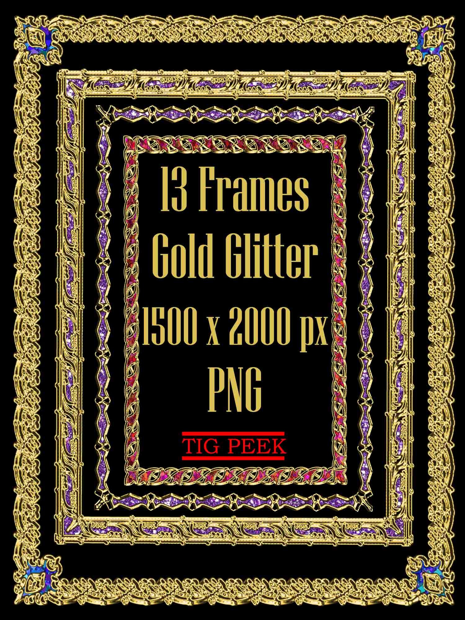 13 Gold Glitter Frames Clipart Digital Glitter Frame Golden - Etsy