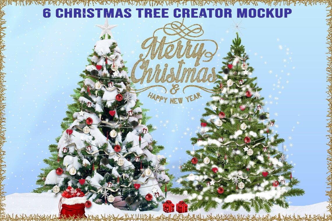 6 Christmas Tree, Realistic Mock-up Christmas Tree, Pine Trees, Clipart ...