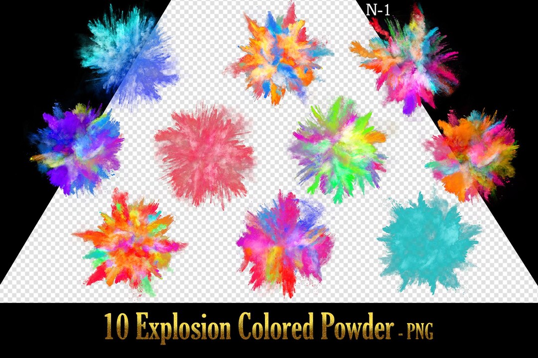 10 Explosion Colored Powder PNG, Holy Powder, Rainbow Texture, Colored ...