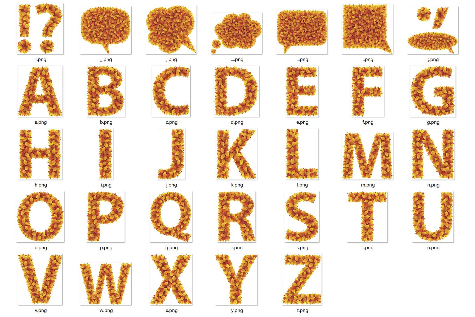 Autumn Leaves Alphabet Letters Digital Autumn Maple Leaves - Etsy