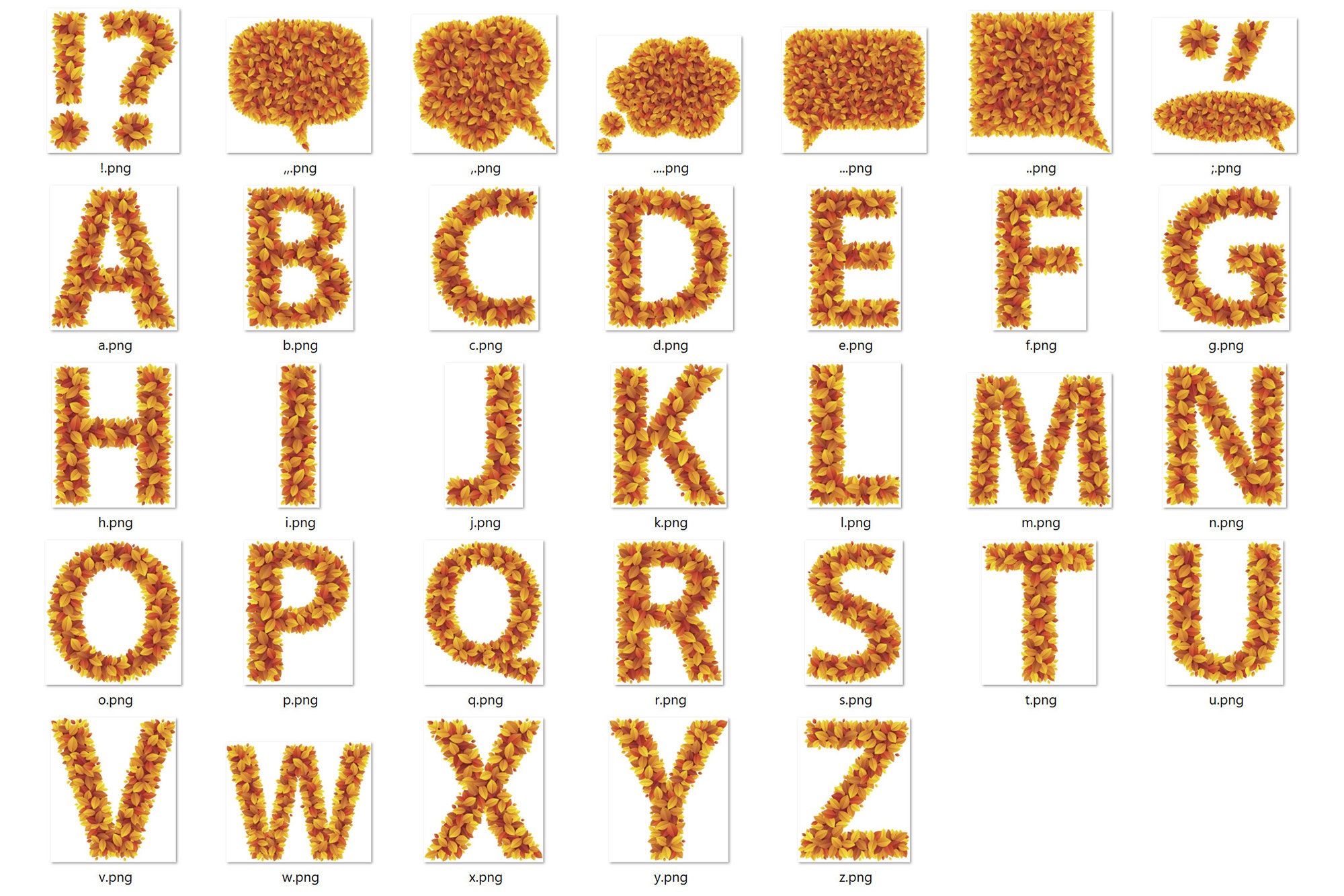 Autumn Leaves Alphabet Letters Digital Autumn Maple Leaves | Etsy