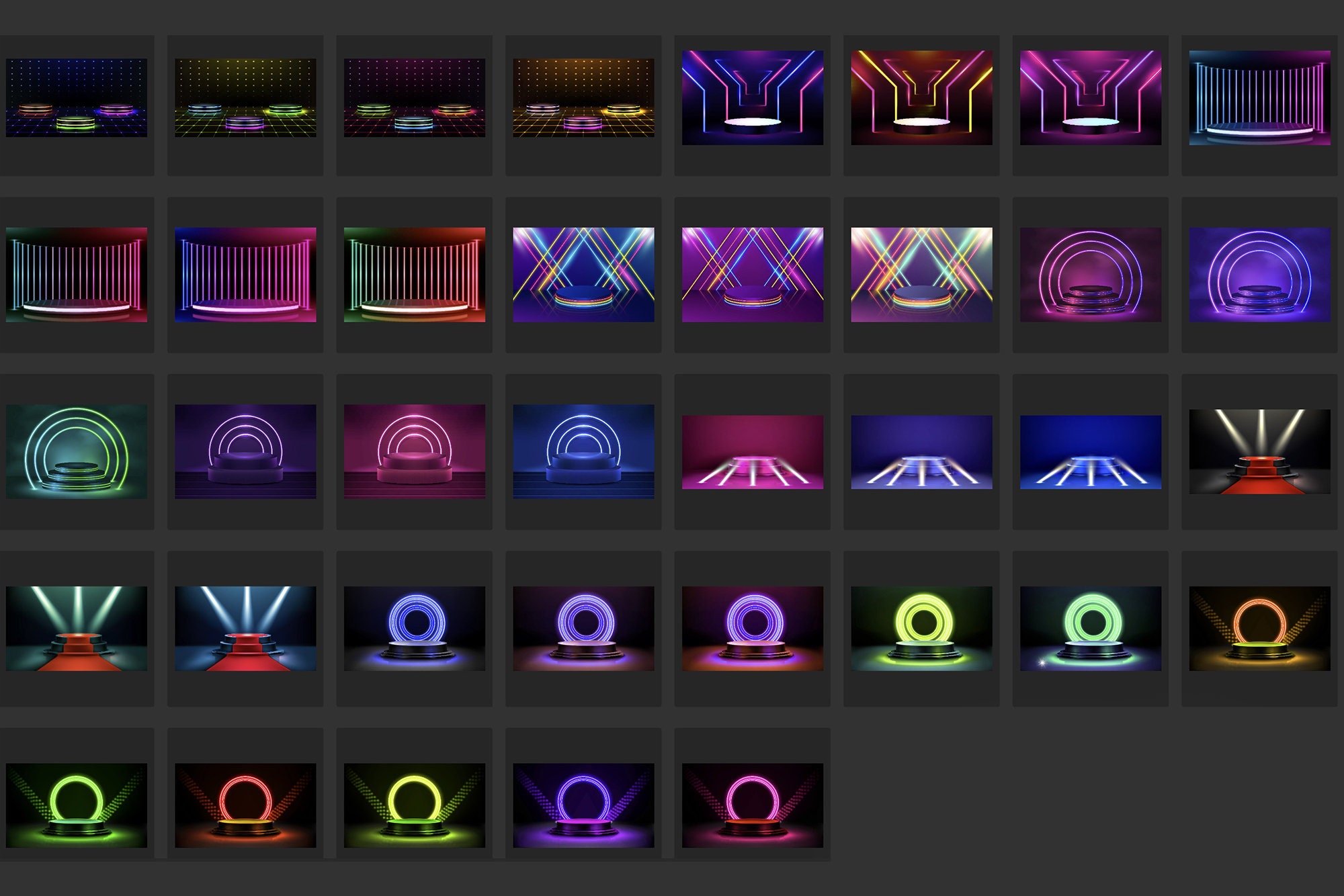 30 Digital NEON Podium Stage Glowing Colorful Backdrop | Etsy