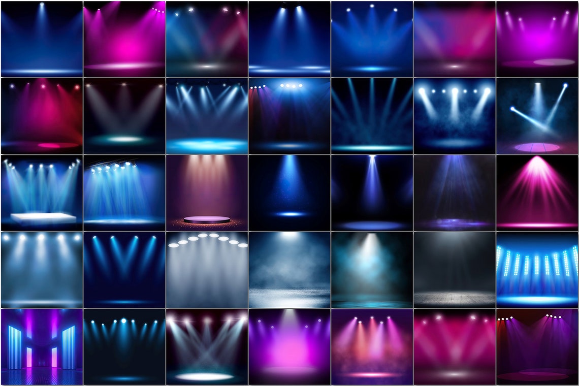 35 Stage Lights Backgrounds, Colorful Show Spotlights Overlay, Scene ...