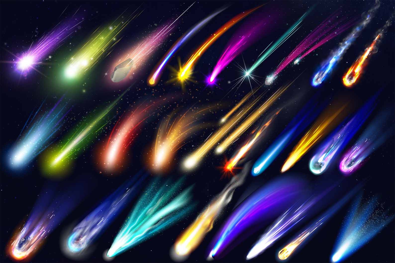 60 Meteorite Light Overlays: Galaxy Fireball Effects (PNG) - Etsy