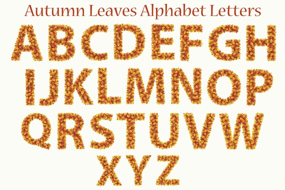Autumn Leaves Alphabet Letters Digital Autumn Maple Leaves | Etsy