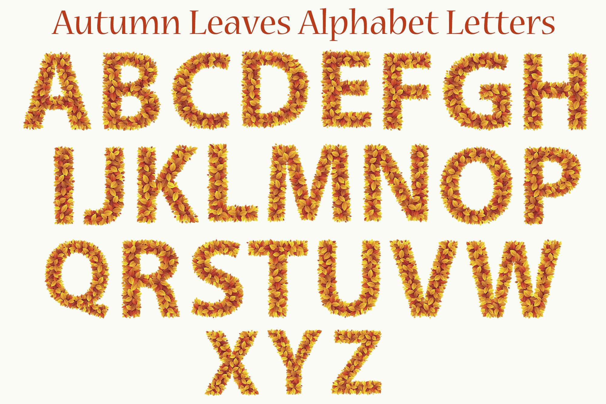 Autumn Leaves Alphabet Letters Digital Autumn Maple Leaves | Etsy