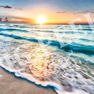 4 Seashore Digital Backgrounds, Ocean Beach, Waves of the Sea Photo ...